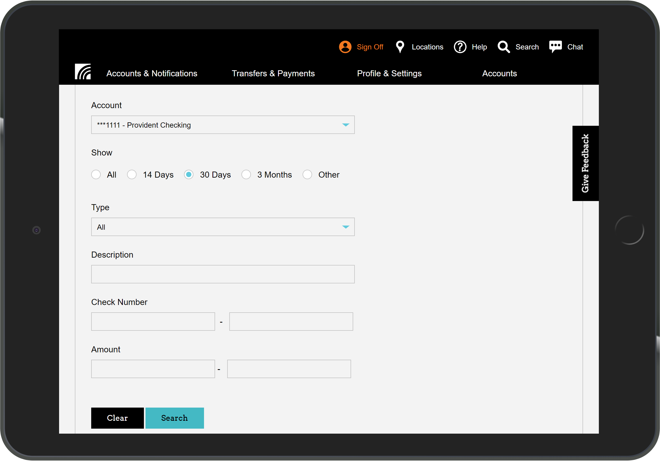Search Your Account History